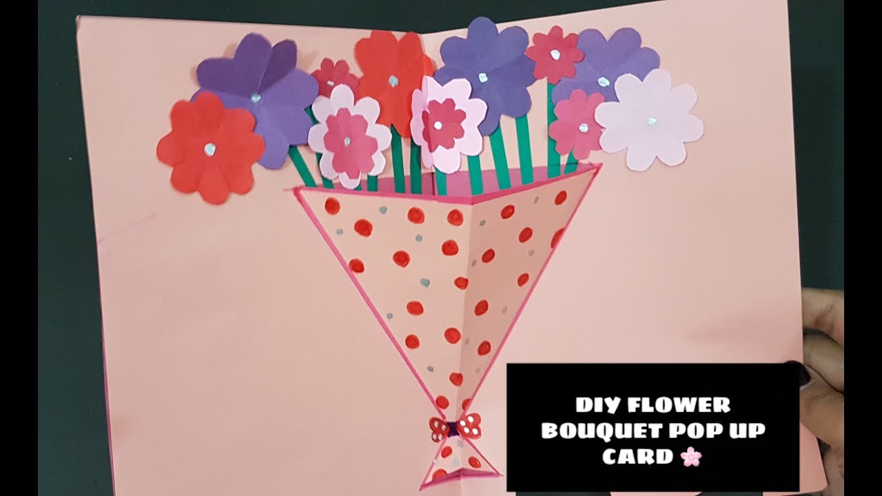 DIY FLOWER BOUQUET POP UP CARD/ Easy to make - YouTube