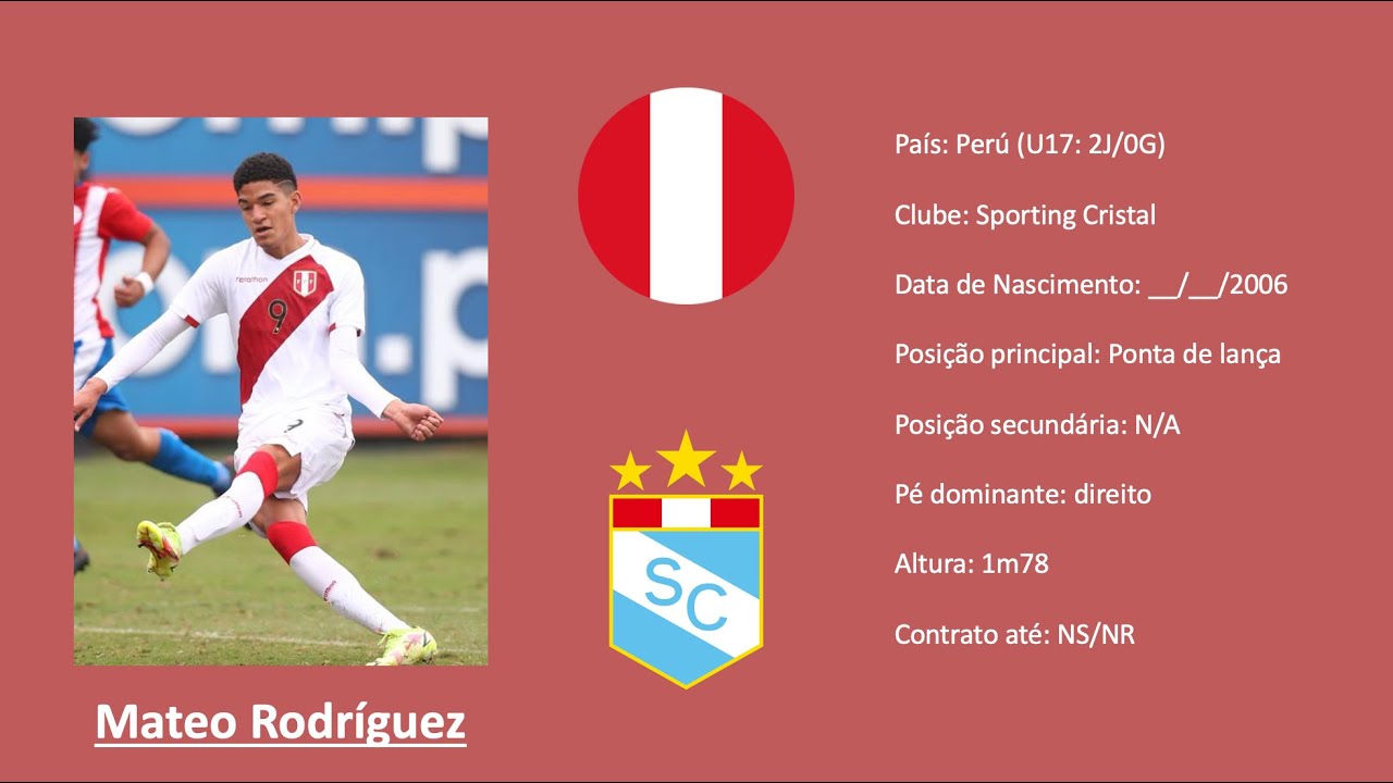 Mateo Rodriguez (Peru | Sporting Cristal) footage vs Paraguay U17 - YouTube