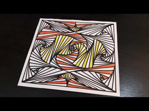 Optik çizgi illüzyonu / kolay çizim fikirleri / harika çizimler / op sanatı / çizgi çalışması /