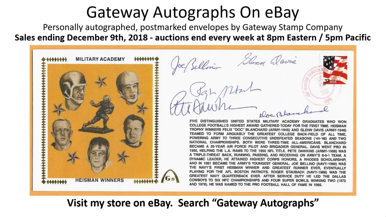 Autographed Gateway Stamp Envelopes on eBay - Sales Ending Sunday ...