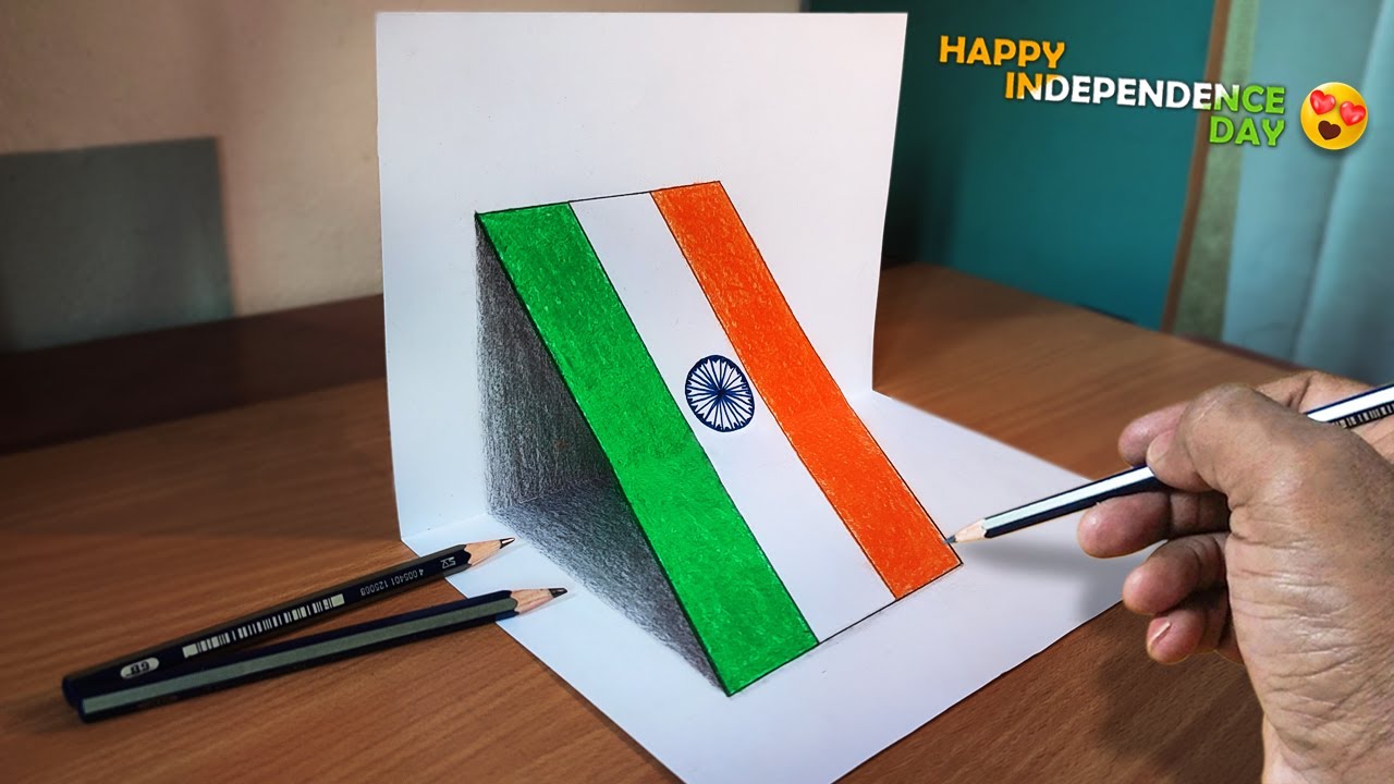 🇮🇳 How to Draw 3D Indian Flag for Independence Day | Republic Day ...