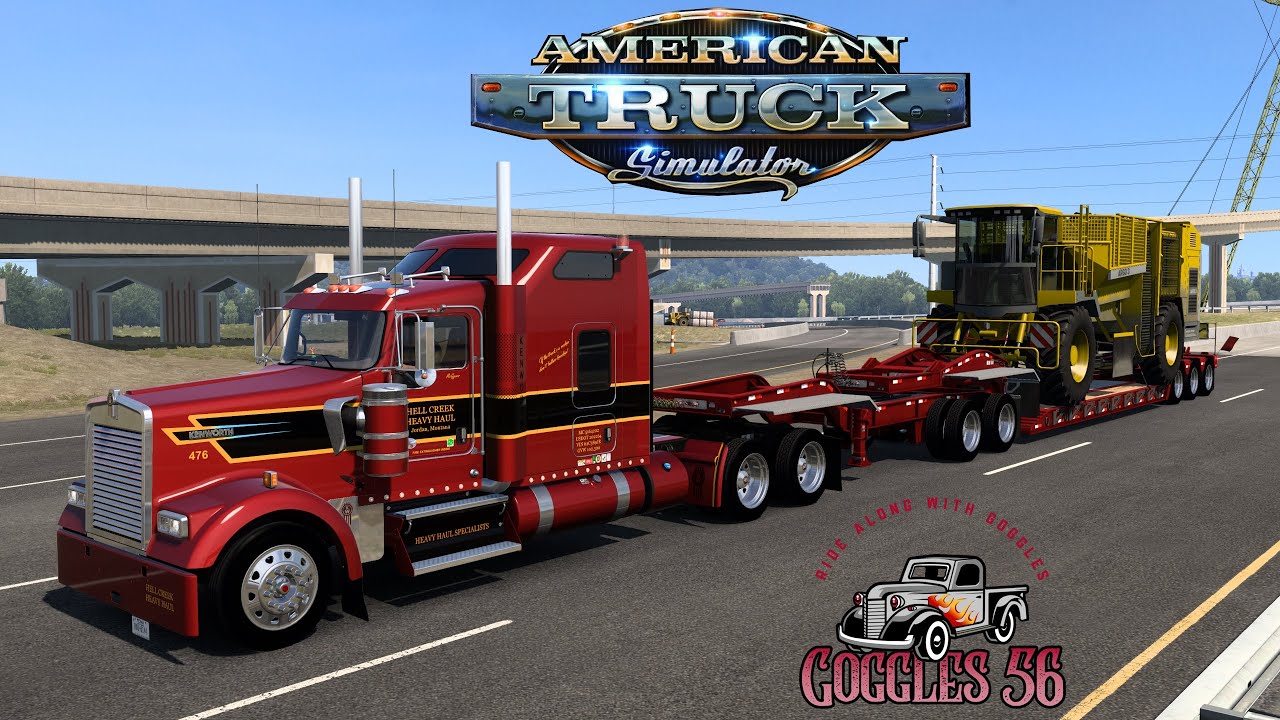 ATS | Hell Creek Heavy Haul | SCS W900 and Double Lowboy - YouTube
