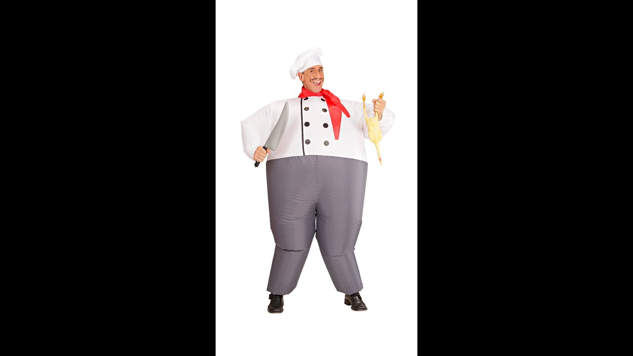 7555F - "CHEF" (inflatable costume, scarf, hat) - YouTube