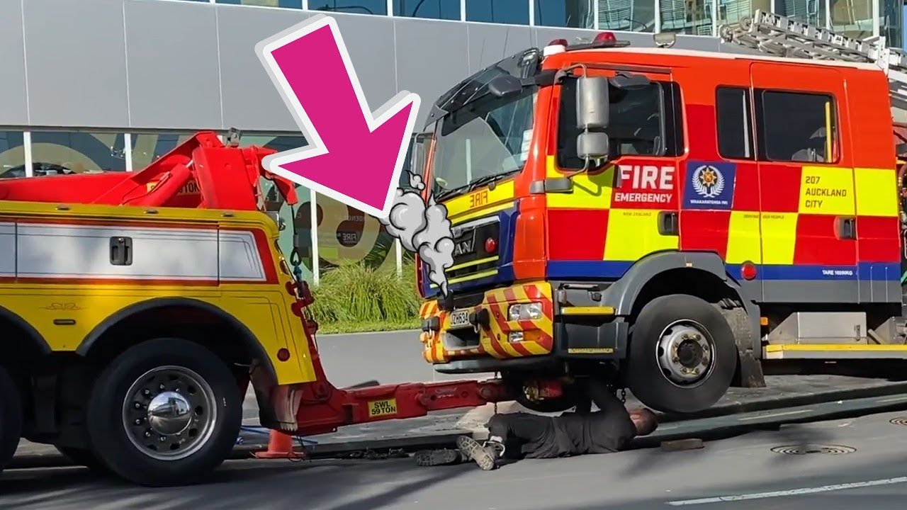 Auckland Fire Truck Breaks Down And Needs Towing! | Multiple other ...