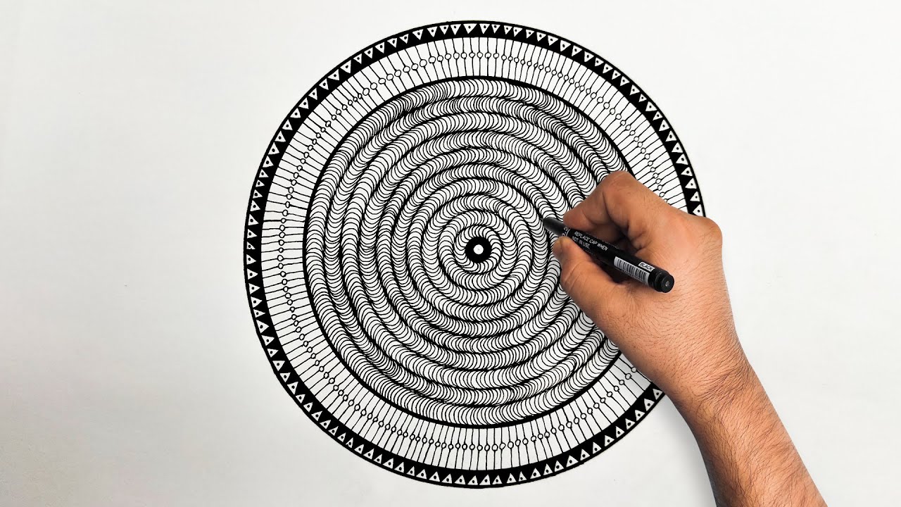 How to Draw Zentangle & Doodle | Rattan circular strip - YouTube
