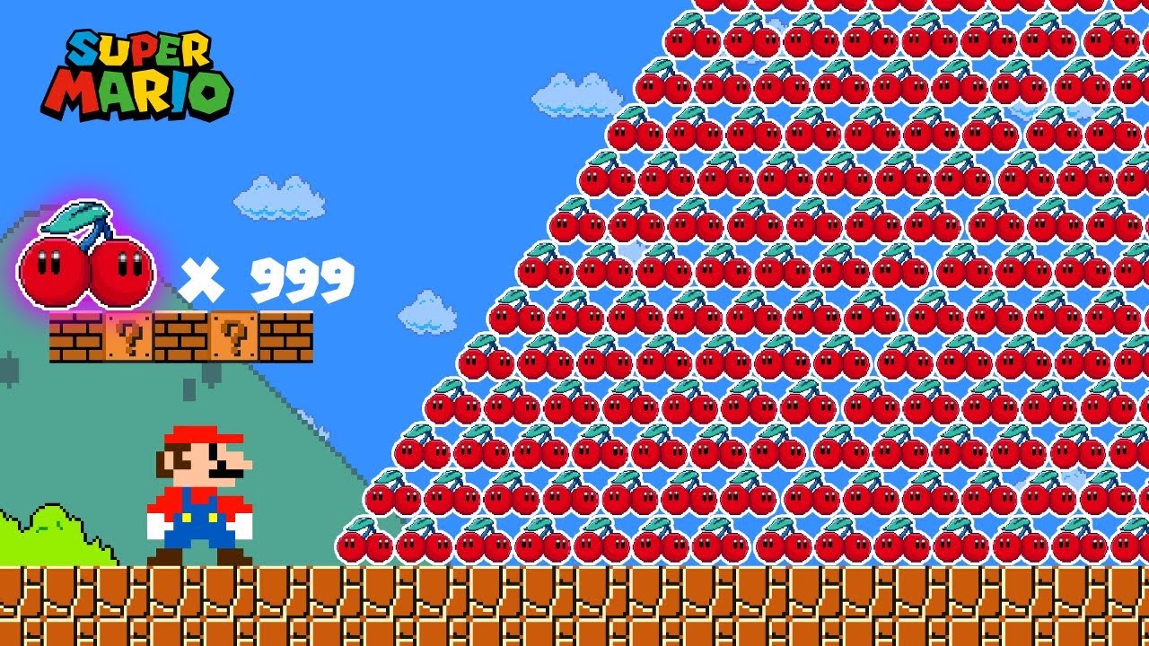 Can Mario Collect 999 Double Cherry Powerups in Super Mario Bros ...