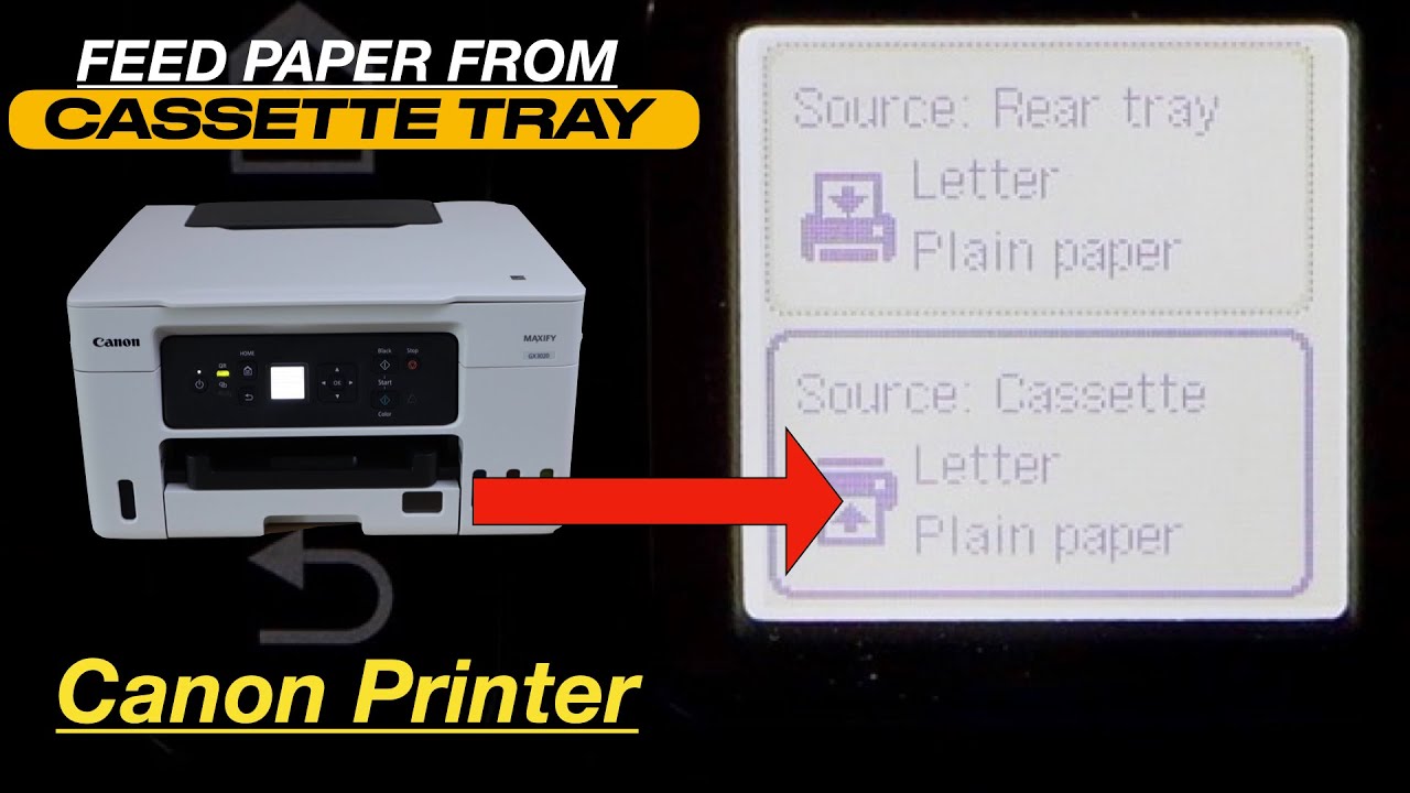 How to Print from Cassette Paper Feed Tray Canon Pixma GX3020 Printer ...
