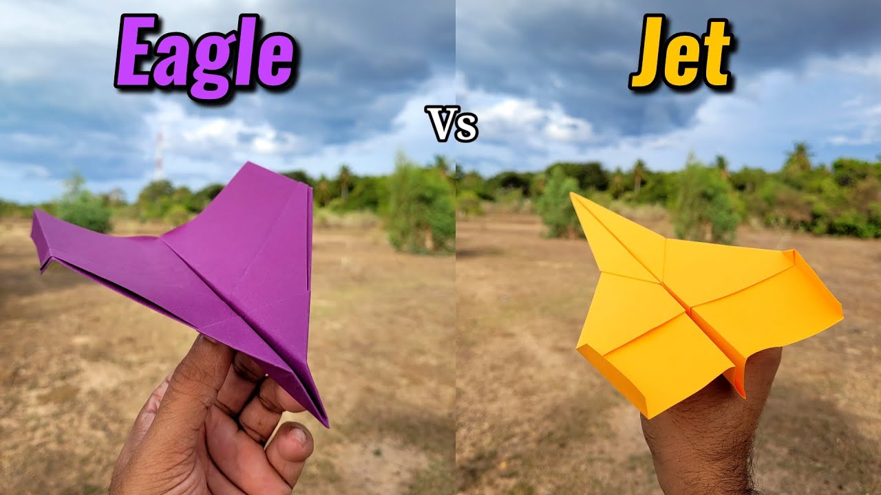 Eagle vs Jet Paper Airplanes Flying Comparison and Making Tutorial ...