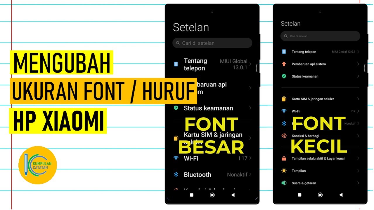 Cara Mengubah Ukuran Font atau Tulisan di HP Xiaomi/Redmi - YouTube