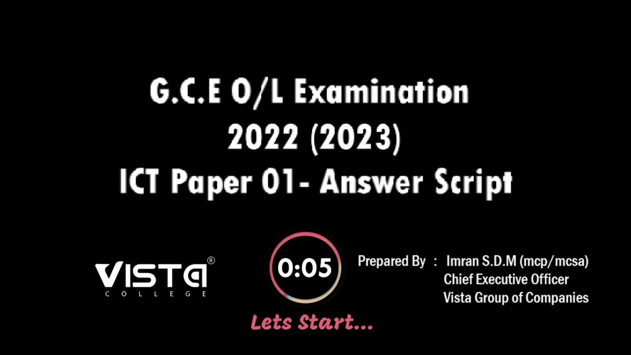 G.C.E O/L Examination 2022(2023) | ICT Paper 1 | Answer Script - YouTube