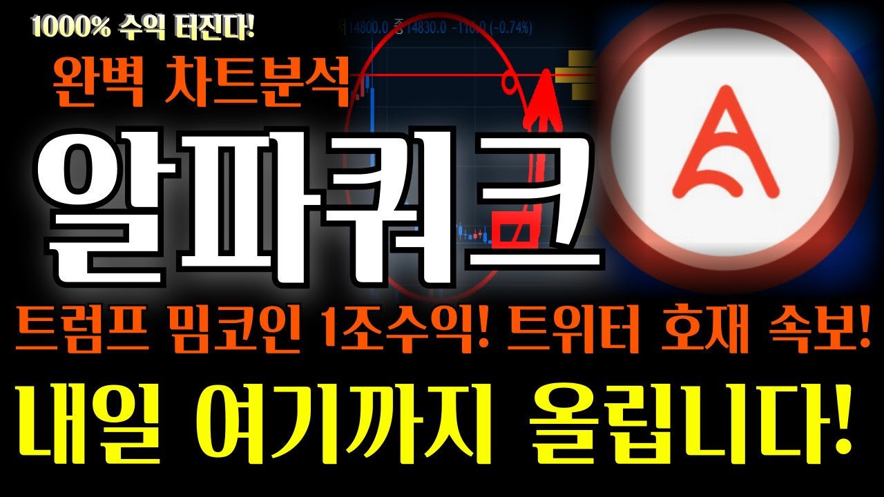 알파쿼크 코인전망 완벽 차트분석 트럼프 밈코인 1조 수익 트위터 호재속보내일 여기까지 올립니다 빠른 확인 필수 알파쿼크