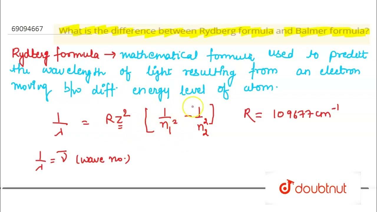 What is the difference between Rydberg formula and Balmer formula? | CLASS 11 | STRUCTURE OF ATO ...