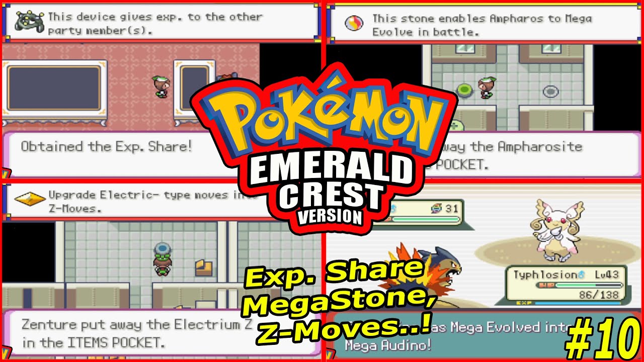 Z-Moves and MegaStone Ampharosite Location | Pokémon Emerald Crest GBA ...