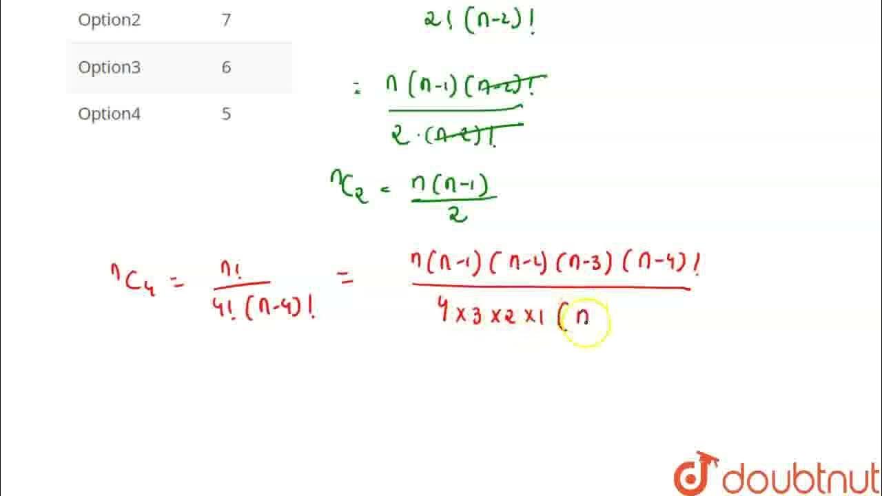 If ^n C_2: ^n C_4=2:1 then the value of n is | CLASS 12 | PERMUTATIONS AND COMBINATIONS | MATH ...