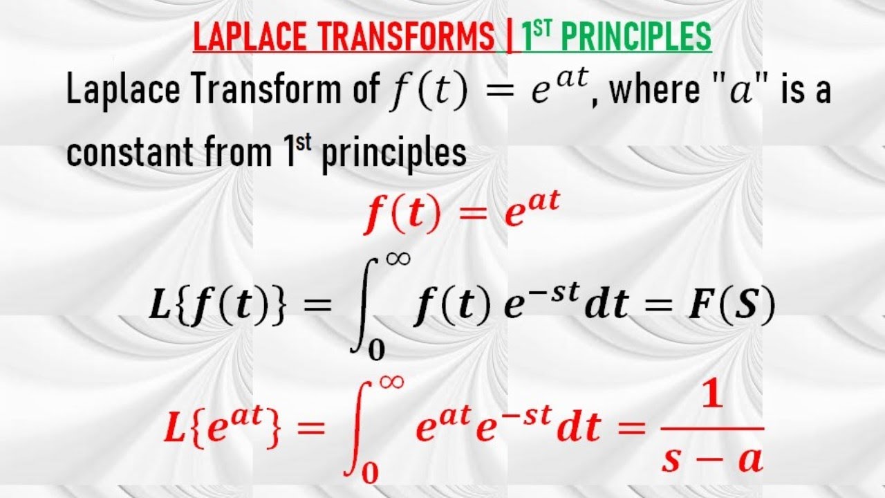 Laplace Transform of f(t)=e^at from 1st principles - YouTube