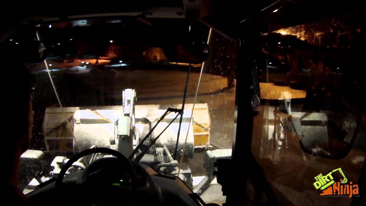 Komatsu WA200 With ProTech Snow Pusher Plowing At Night - YouTube