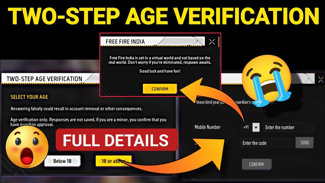 Two-Step Age Verification Free Fire & Please bind your parent or Below ...