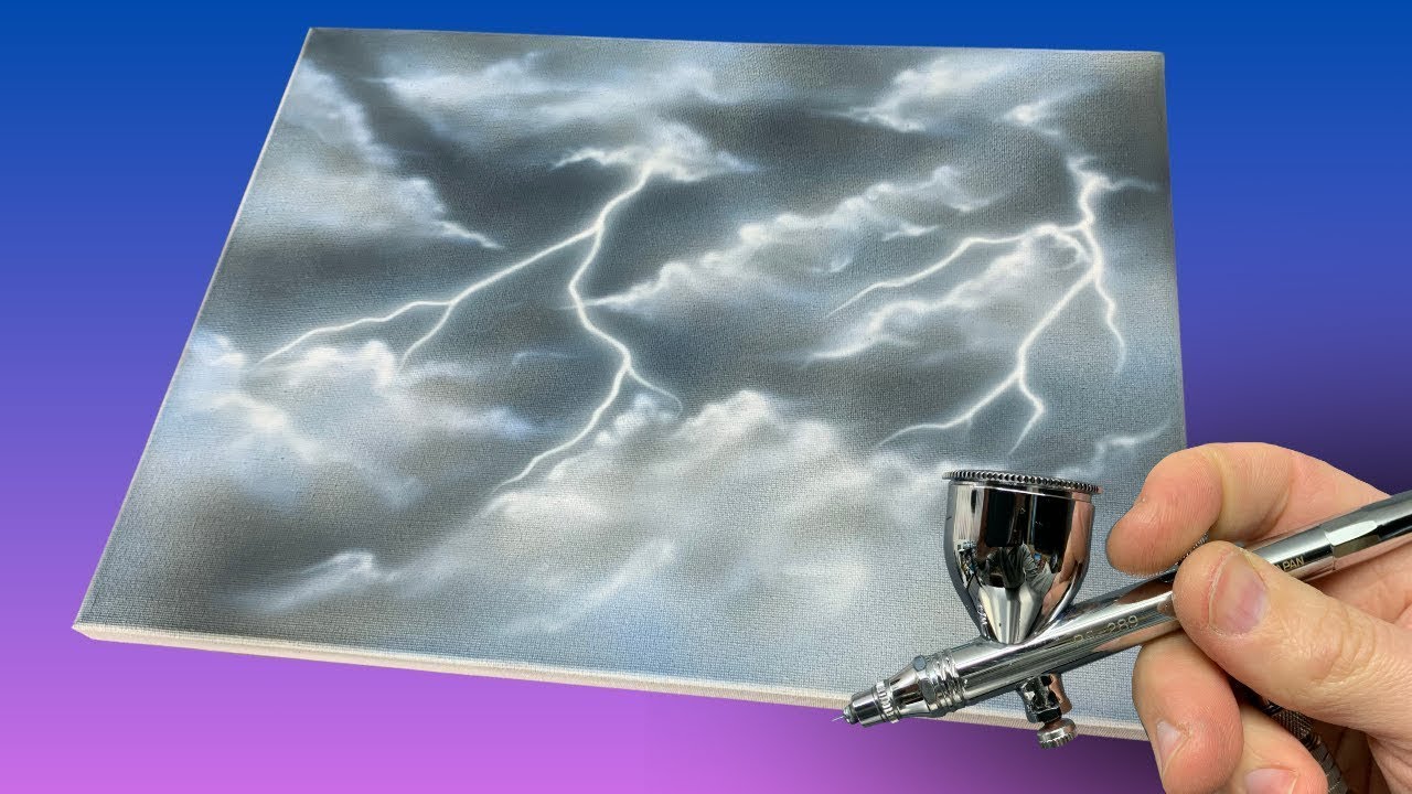 Airbrushing Stormy Clouds With Lightning - YouTube
