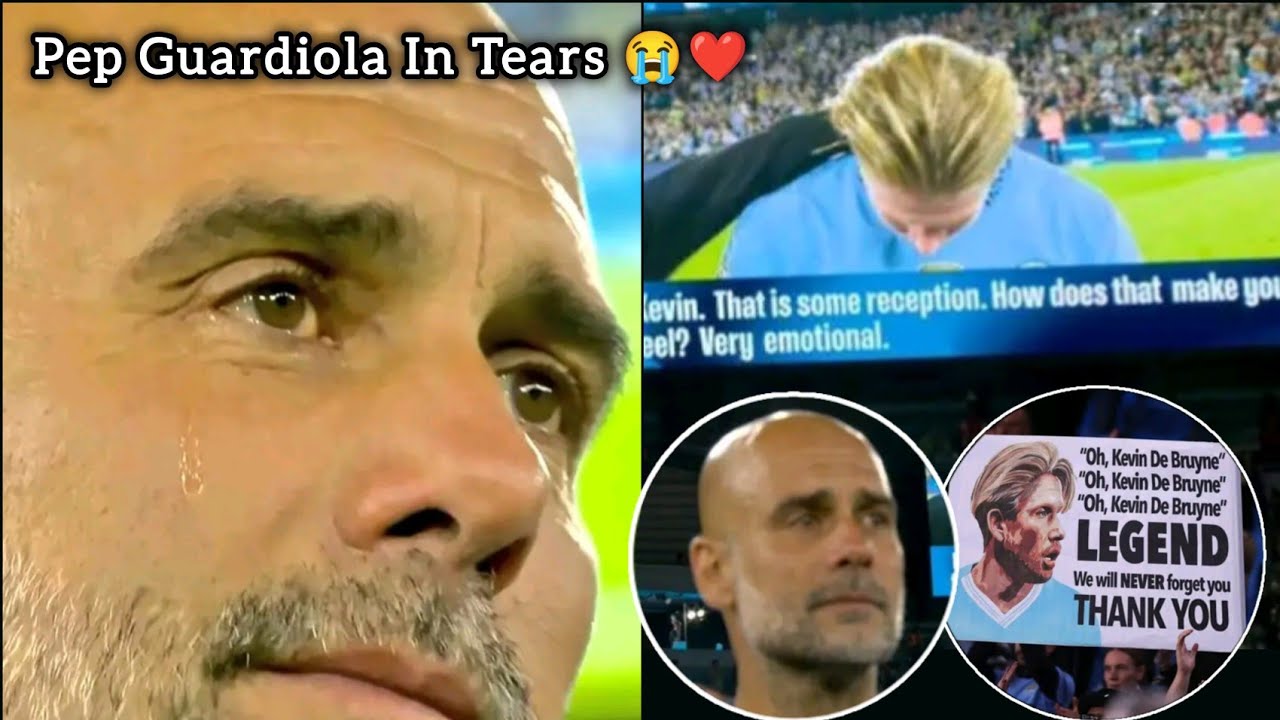 Pep Guardiola in tears during Kevin De Bruyne's farewell at Etihad 😥 ️ ...