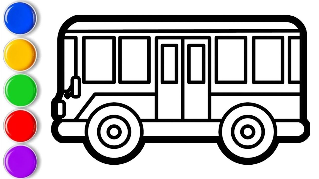 How To Draw Bus 🚌 Drawing And Coloring Cute Bus 🚌. Drawings For Kids ...