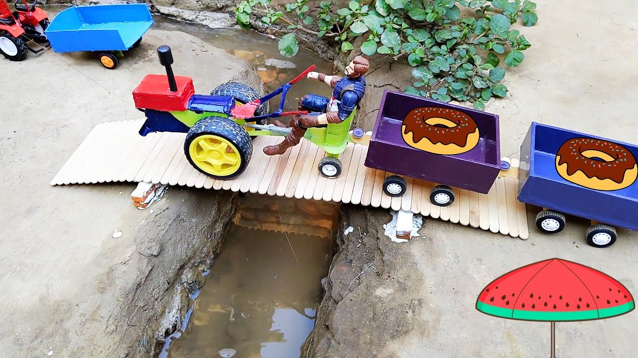 How to make mini bridge diy tractor and trolley @mini creative / mini ...