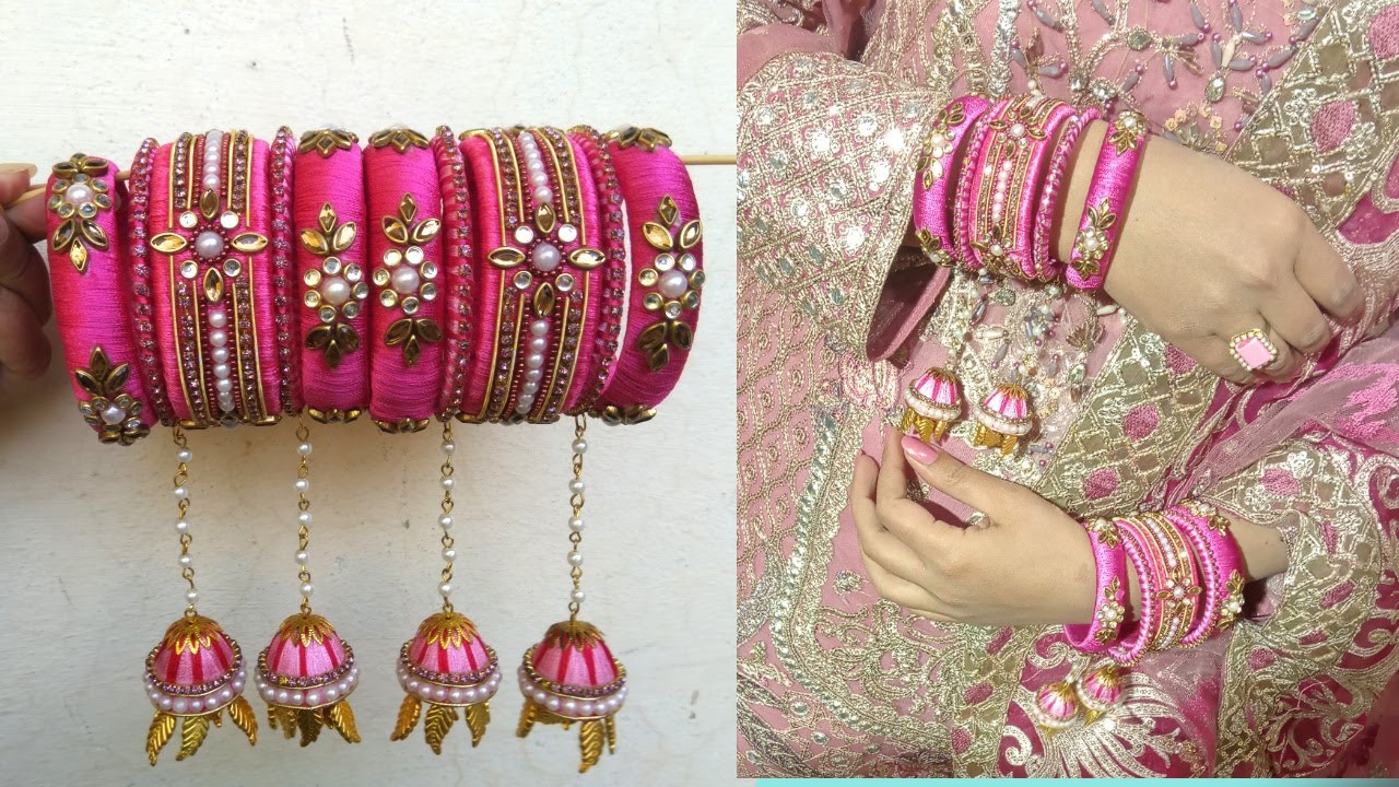 Silk thread bangles/ Bridal set/ kaleera bangles - YouTube