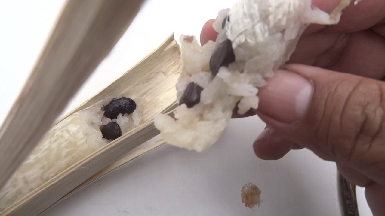 grilled bamboo sticky rice with black beans - YouTube