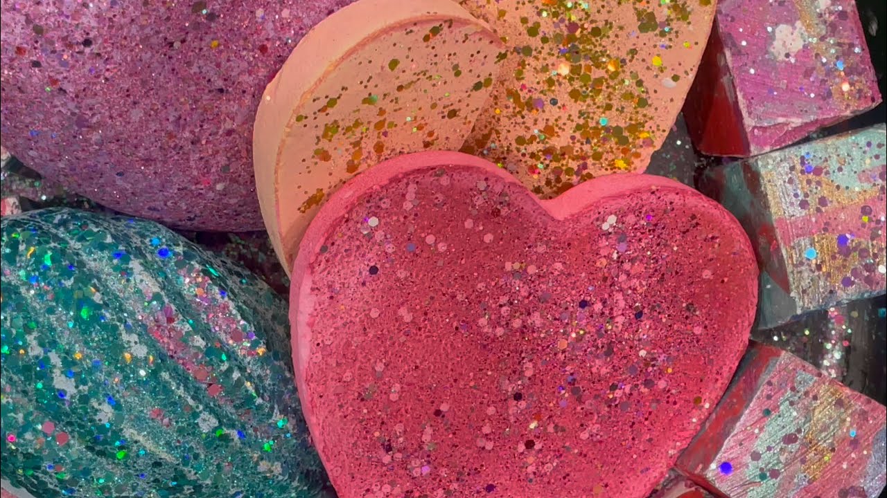 ASMR Love Crush | Fresh Gym Chalk Squares Coated with Baby Oil Mica ...