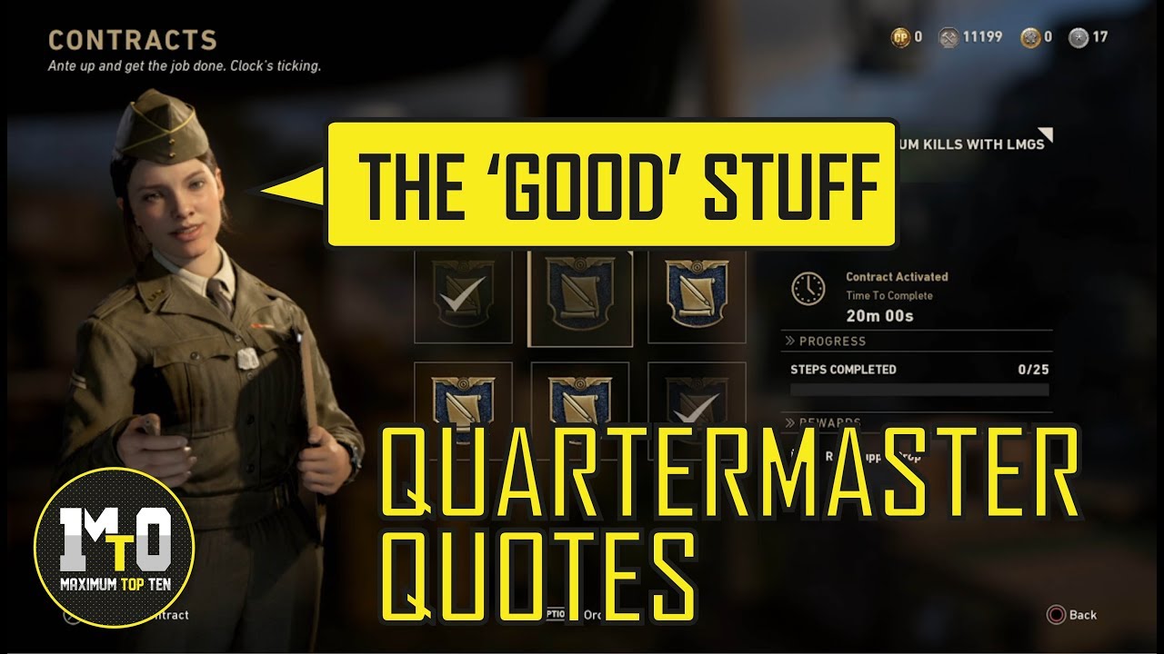 CALL OF DUTY WWII - QUARTERMASTER ALL QUOTES AND LINES - DIALOGUE ...