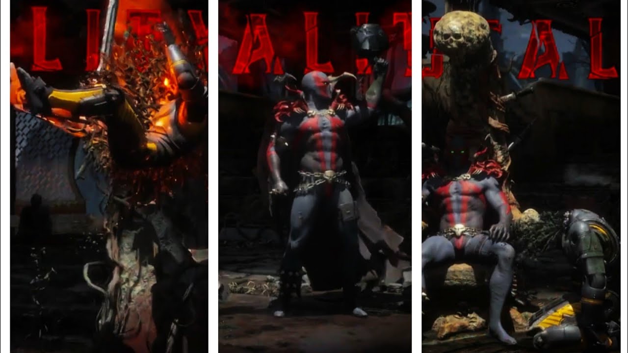 MK11 -todas las brutalitys de spawn, poses , poses de victoria ,skins ...