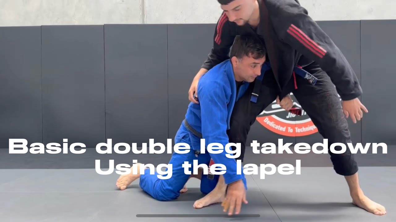 Basic double leg takedown using the lapel. - YouTube