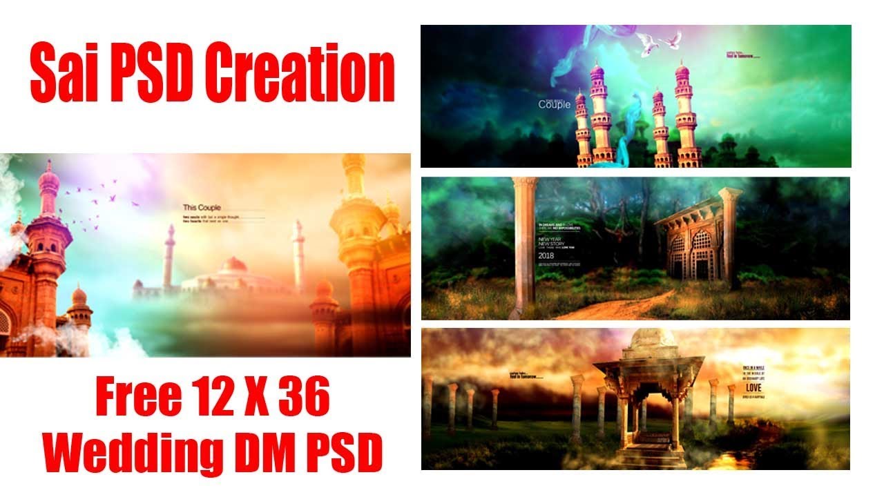 2019 New Wedding DM PSD 12 X 36 Sai PSD Creation - YouTube