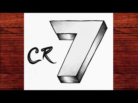 CR7 Easy 3D Drawing ⚽ | 3D Cristiano Ronaldo Number 7 Drawing Tutorial