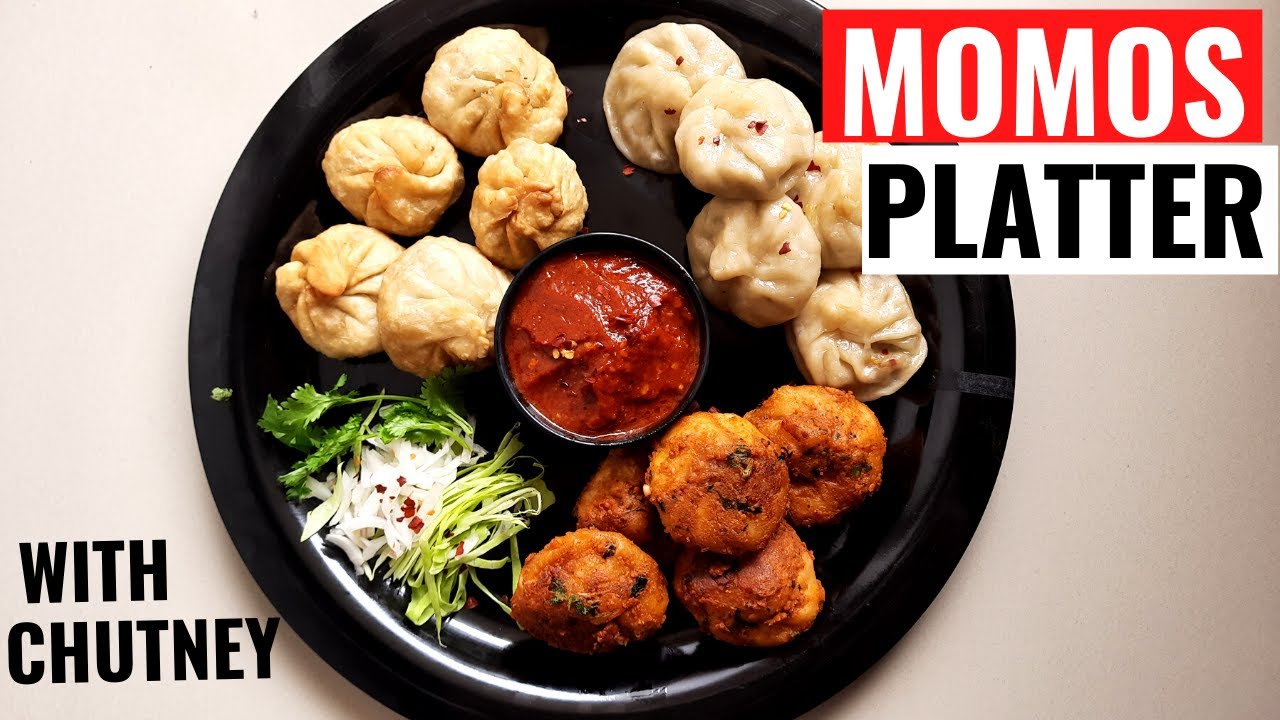 Momos Platter Recipe | three type momos with chutney - YouTube