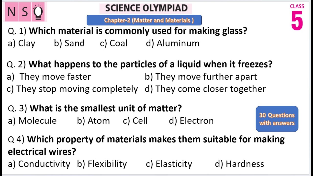 NSO Grade 5 Science Olympiad: Mastering Chapter 2 - Matter and ...
