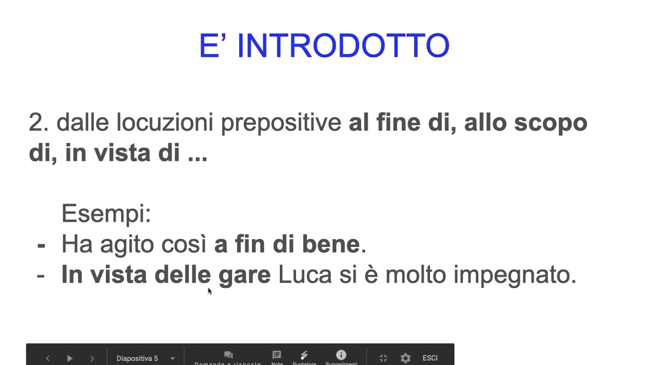 Complemento di fine o scopo - YouTube
