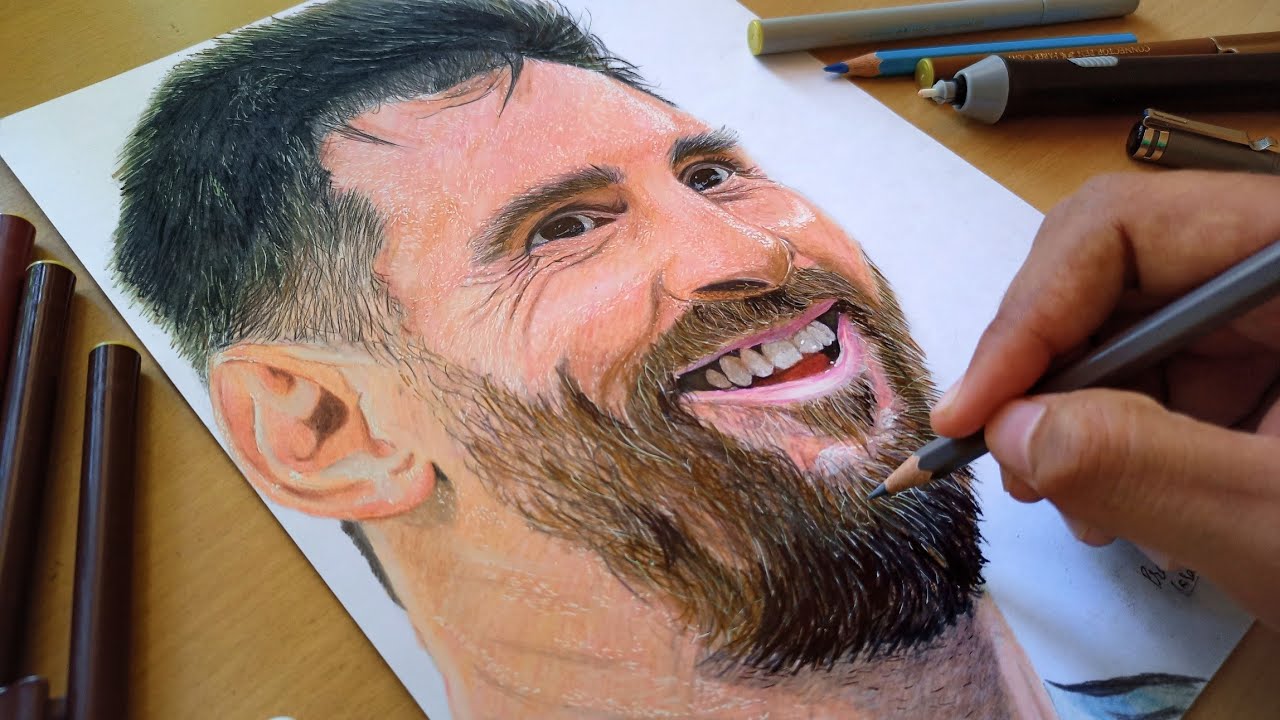 Drawing Lionel Messi | Time-lapse - YouTube
