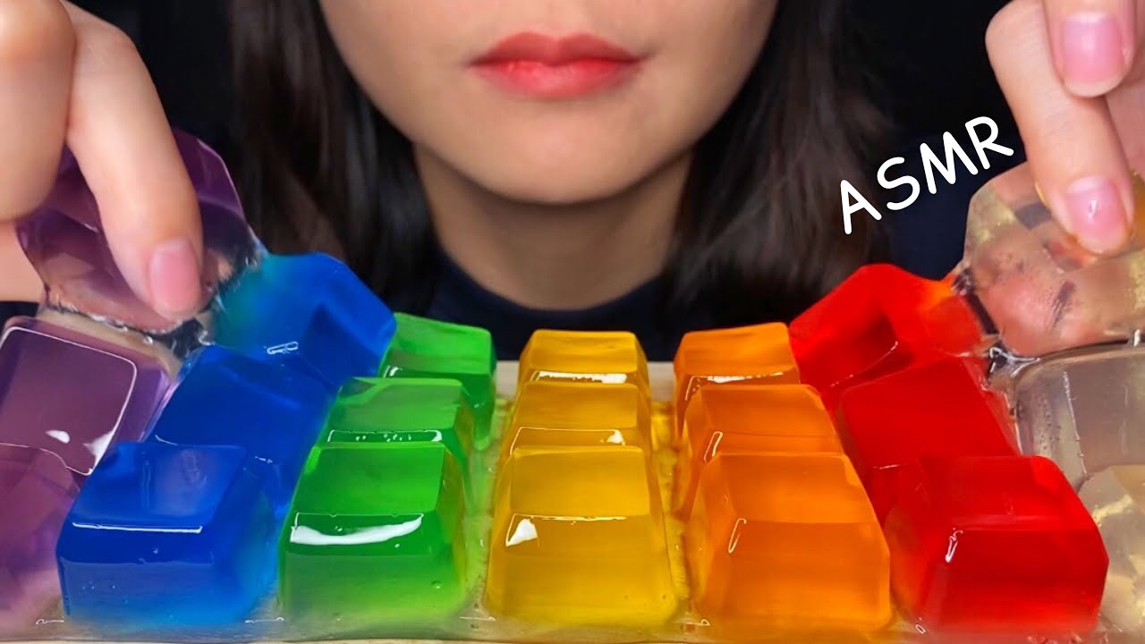 ASMR RAINBOW KONJAC JELLY || EATING SOUNDS NO TALKING - YouTube