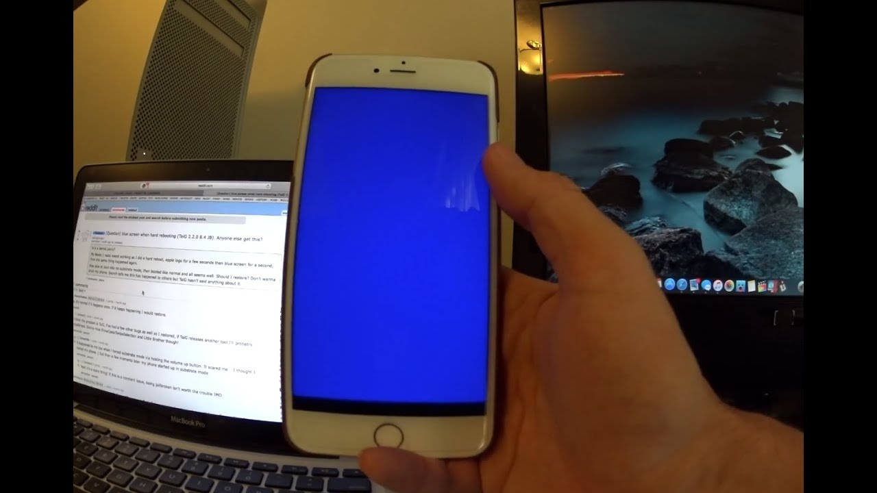 iPhone Blue Screen iOS 8.4 TaiG Jailbreak - YouTube