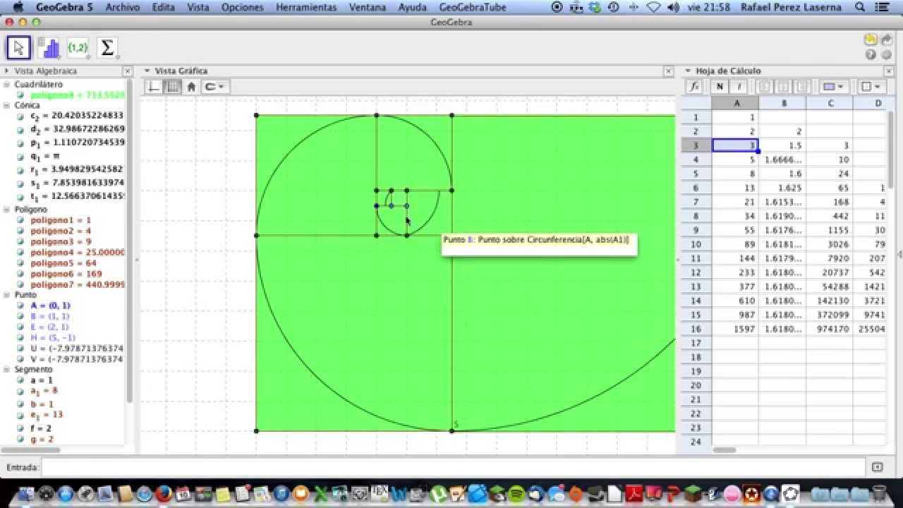El Número de Oro y la Sucesión de Fibonacci, con GeoGebra. Vídeo 3 ...