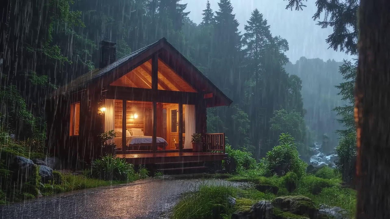🌧️ Cozy Cabin in the Rain | 24/7 Rain Sounds for Sleep, Relaxation ...