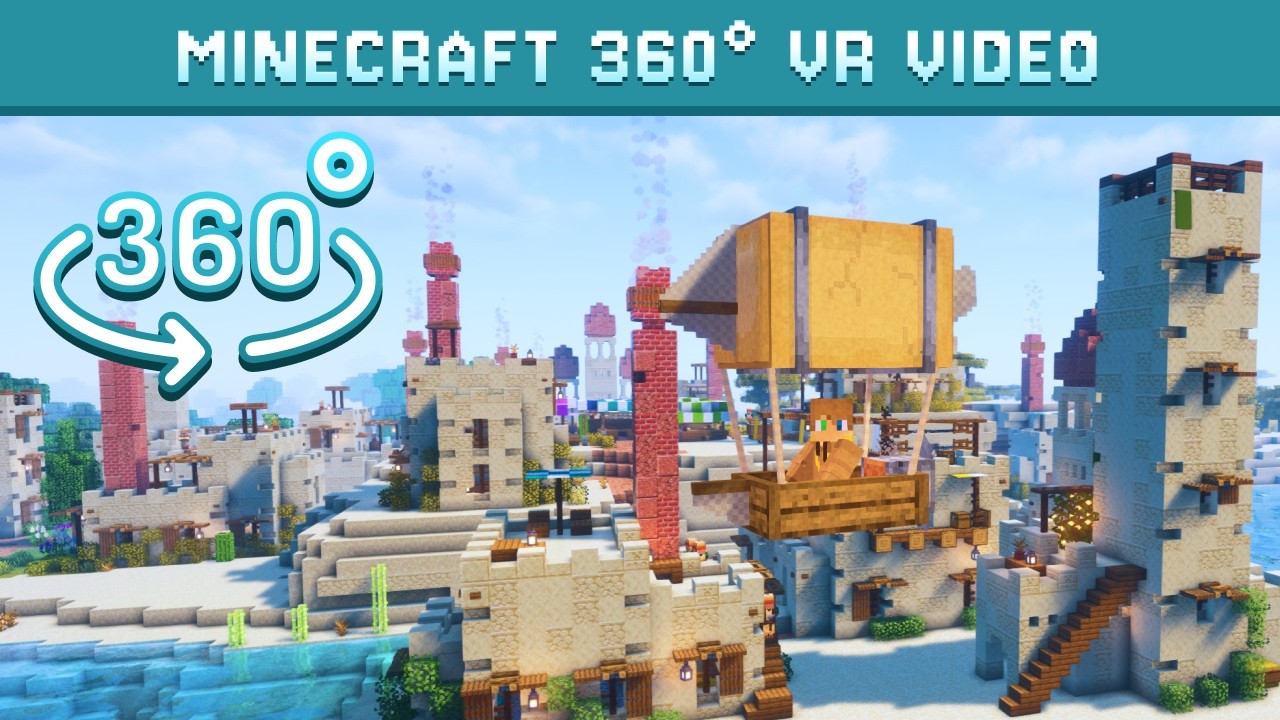 360 Degree VR Video. 🚀 ️ Airship Flying 003 | Minecraft Immersive ...