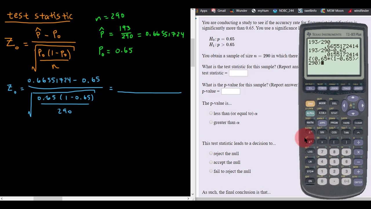 HW Example: Test statistic & p-value. Right-tailed Proportion Test ...