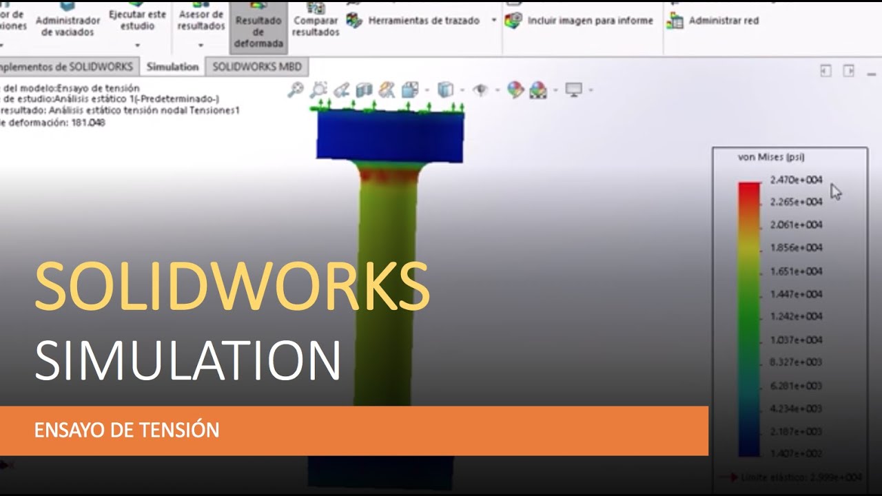 Ensayo de tensión en SolidWorks Simulation - YouTube