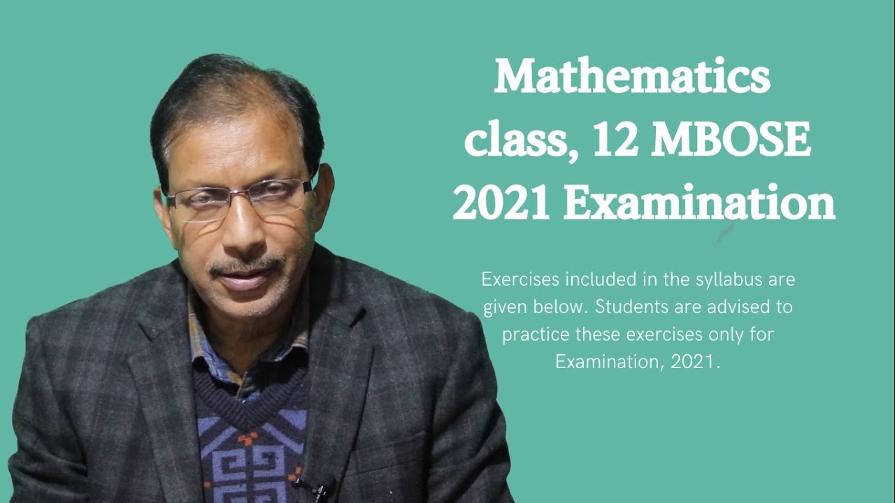 MBOSE Class 12 Science Important Exercise (Math's) for 2021 - YouTube