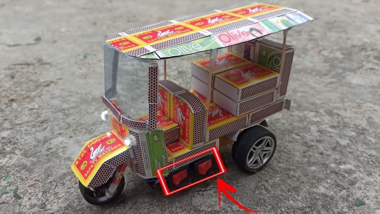 How to make Tuk-Tuk Taxi at Home - DIY Matchbox Auto Rickshaw - YouTube