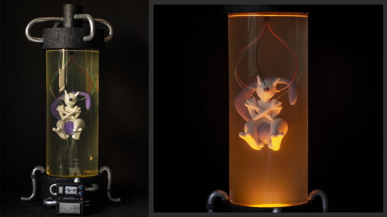 Clay art Pokemon Mewtwo | Encapsulated led lamp - YouTube