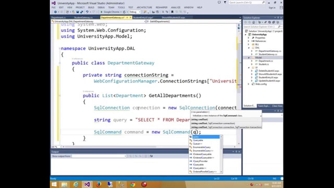 ASP.NET Web Form Tutorial : Save student with department - YouTube