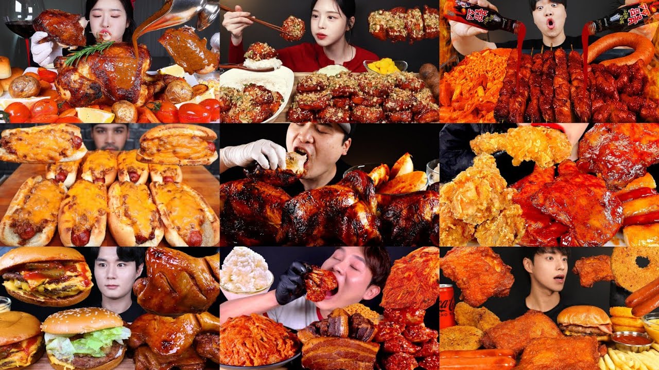 2× SPEED EATING SOUND | FRIED CHICKEN, BBQ CHICKEN, KFC, MCDONALD'S ...