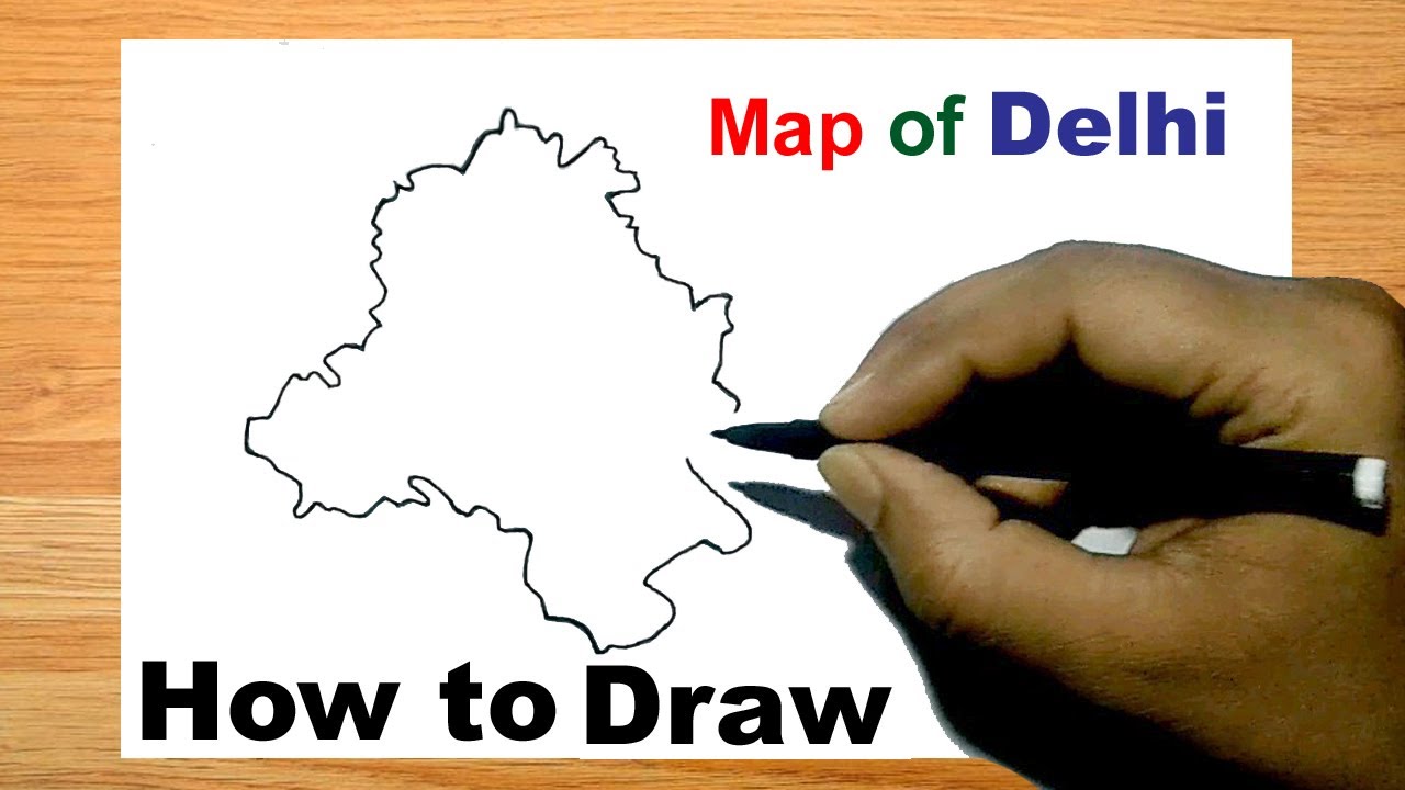 Delhi: How to draw map of Delhi | Outline map drawing - YouTube